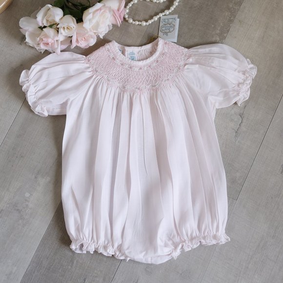 Feltman Brothers | One Pieces | Rare Heirloom Smocked Pink Romper Bubble Feltman Brothers Size ...